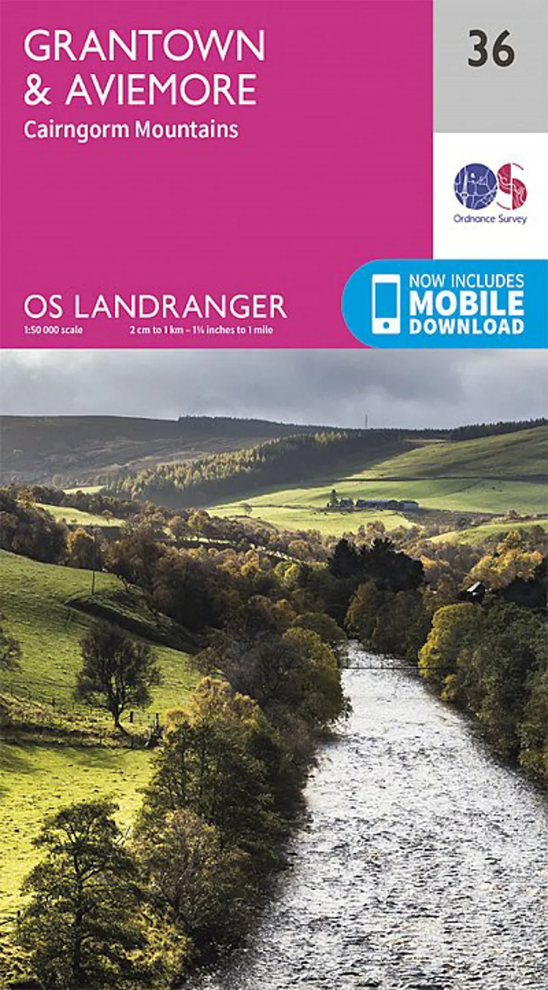 OS Landranger Map 36 - Grantown Aviemore and Cairngorm Mountains