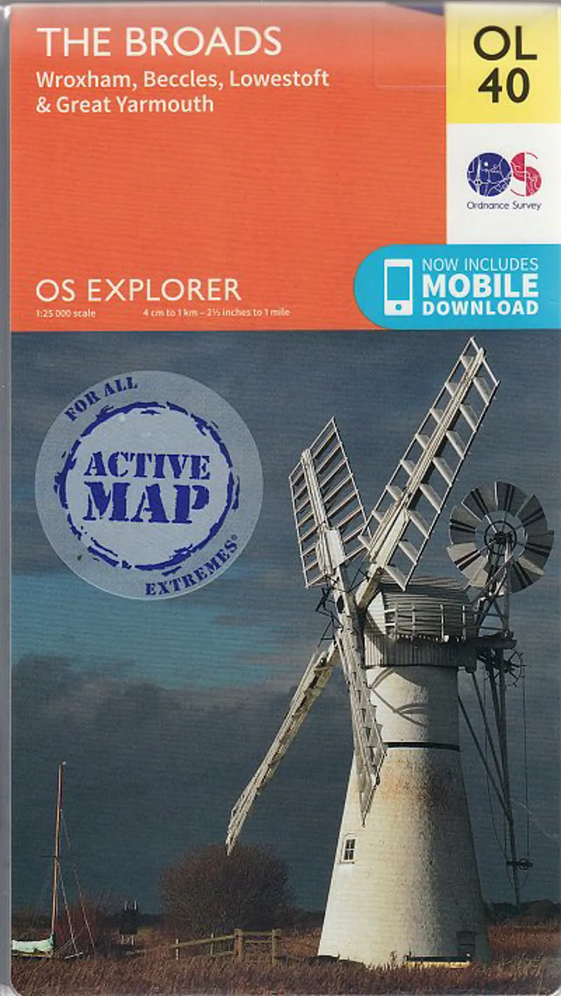 OS Explorer - Active Map OL40 - The Broads