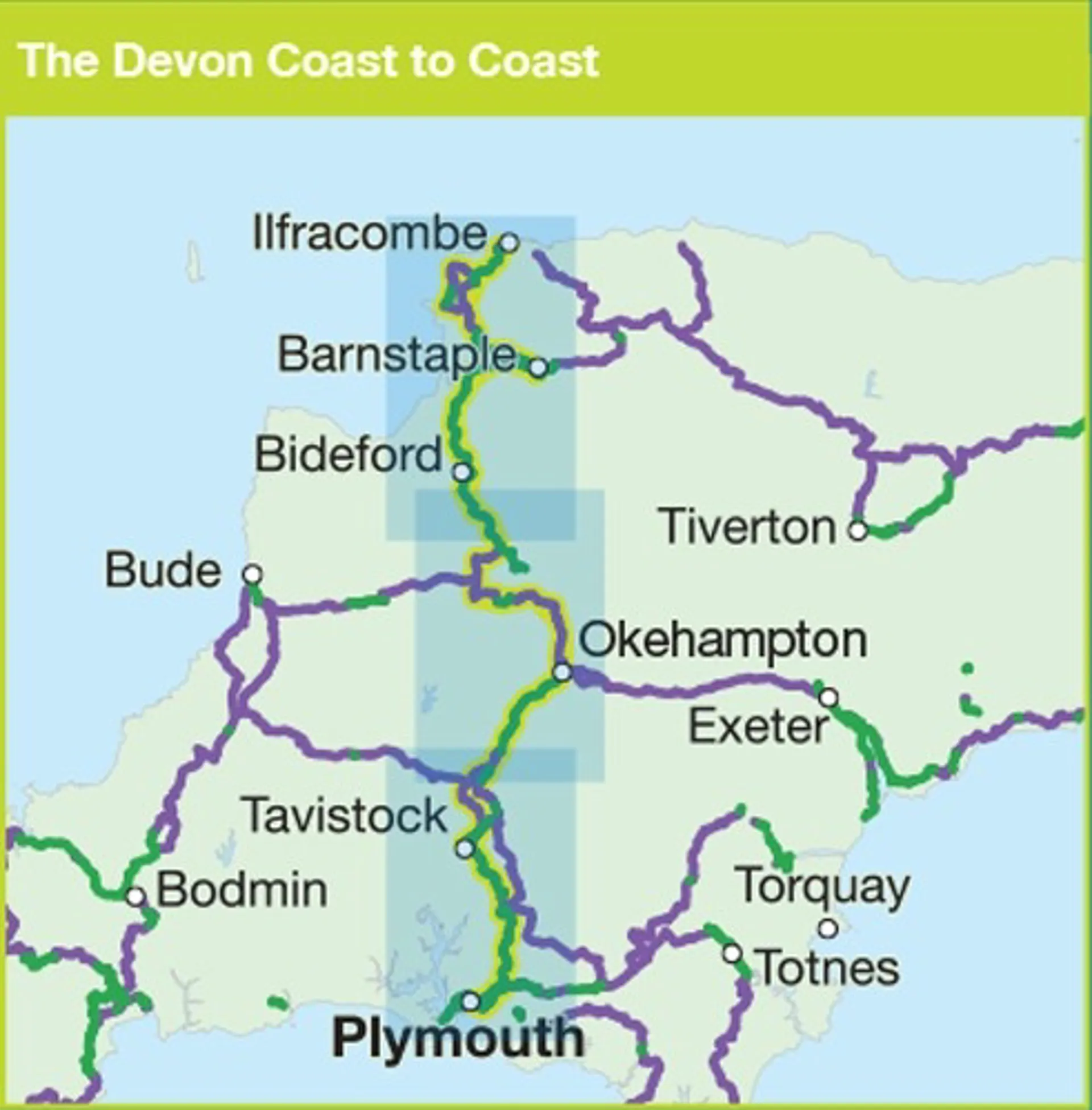 Sustrans The Devon Coast to Coast Cycle Route Map