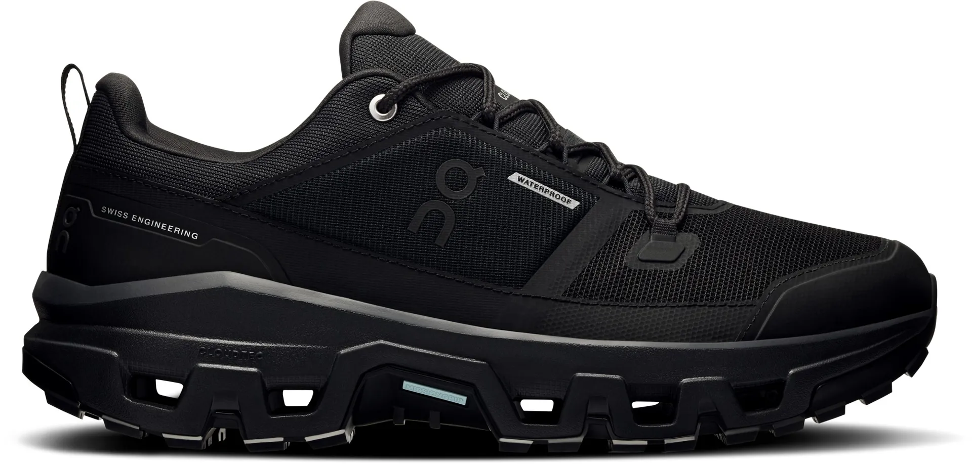 ON Mens Cloudrock Low Waterproof Shoes - Black-Black