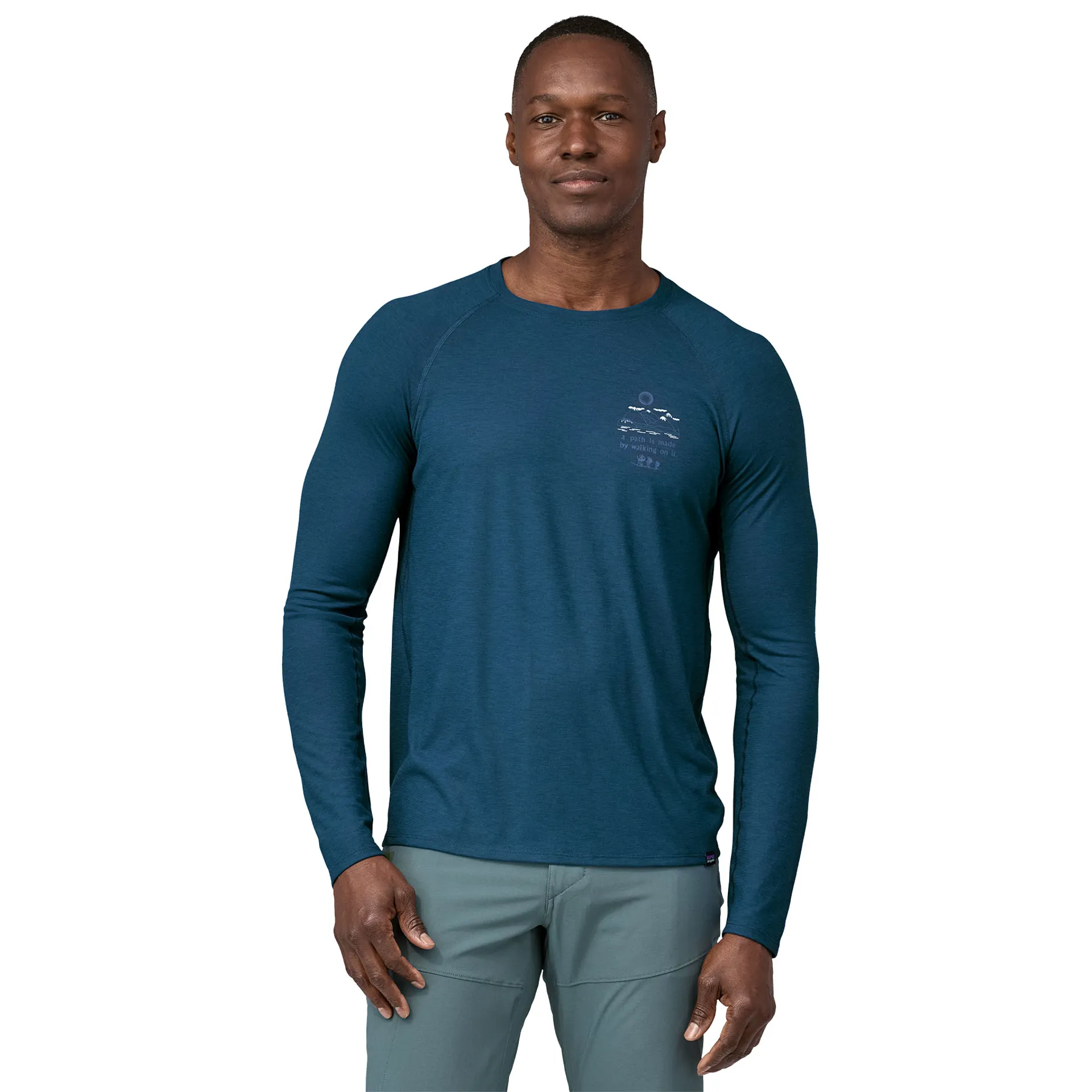 Patagonia Mens Long Sleeved Cap Cool Trail Shirt - Lagom Blue